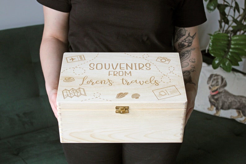Custom Box for Travel Souvenirs, Personalized Wooden Chest for Photos ...