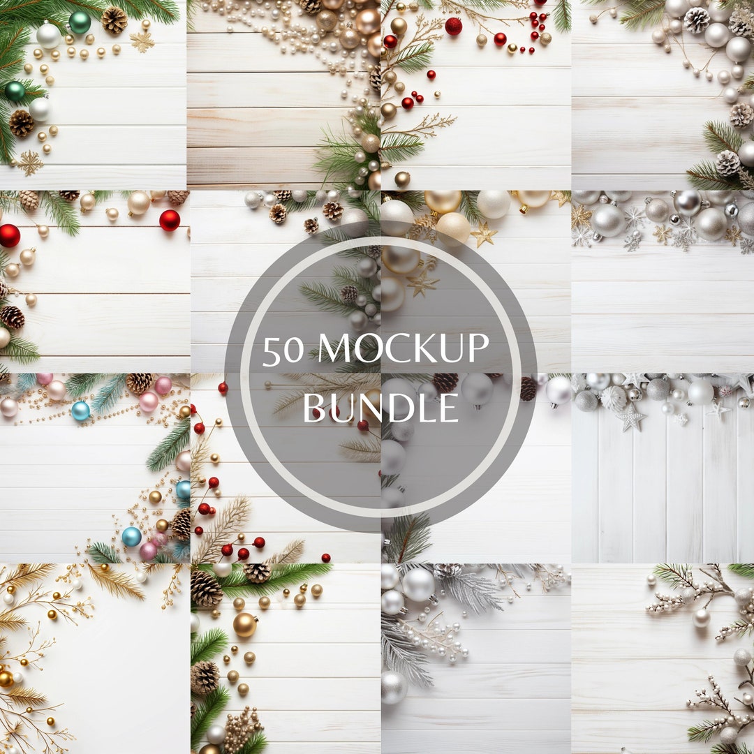 50 X Christmas Flat Lay Product Background Christmas Background Mockup ...