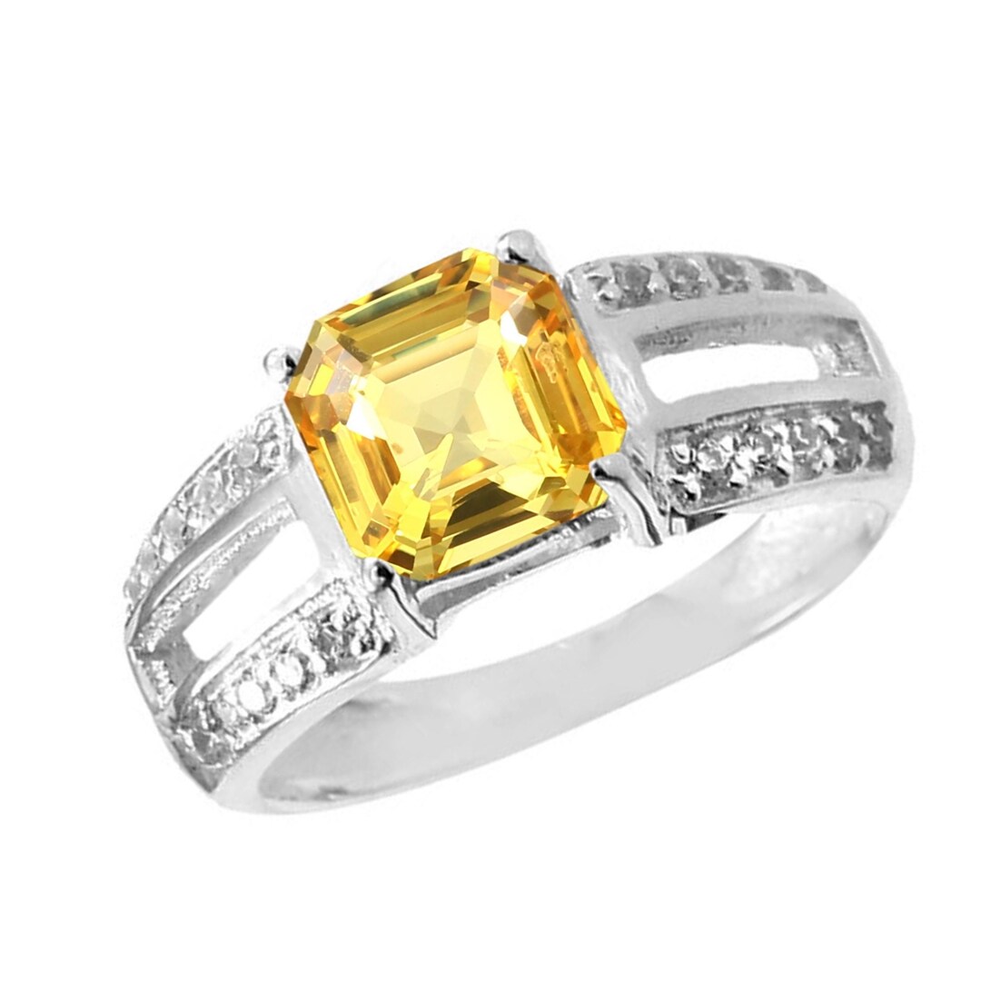 Yellow Sapphire Halo Ring: 925 Sterling Silver September Birthstone - Etsy