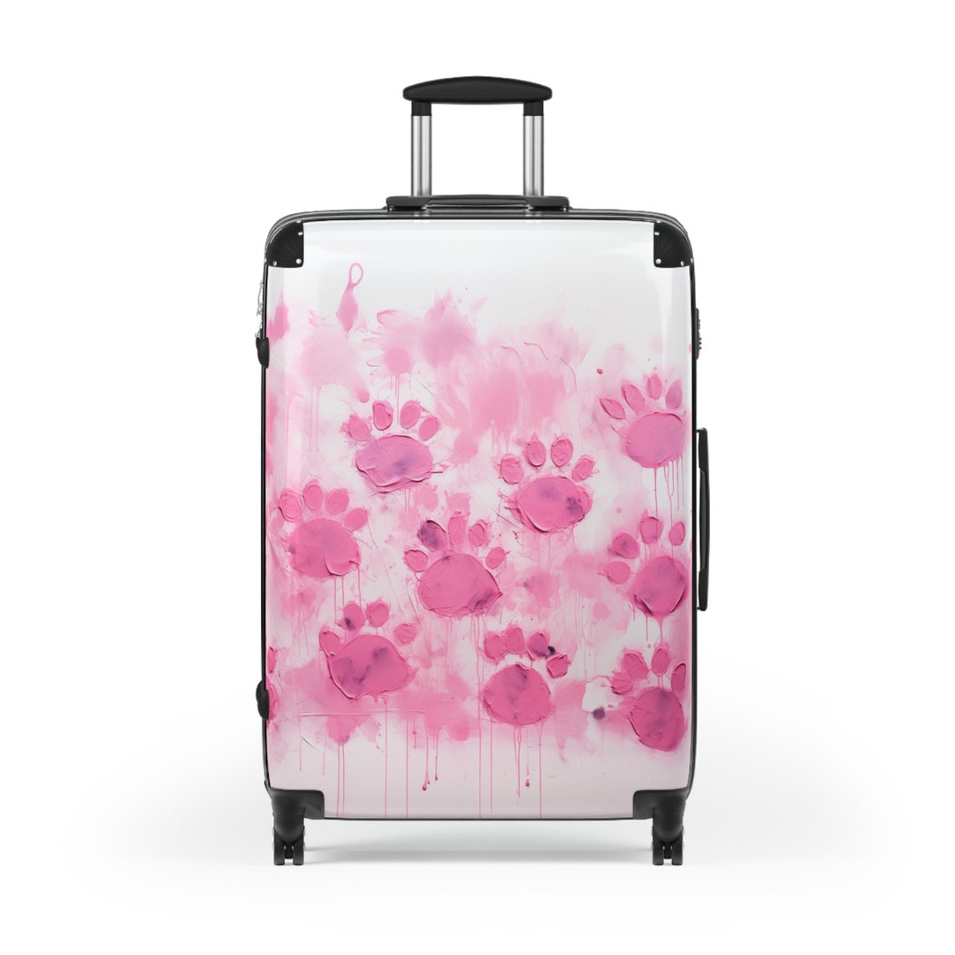 Pink Muddy Paw Print Suitcase Cats Dogs Carry on Luggage Travel Cute ...