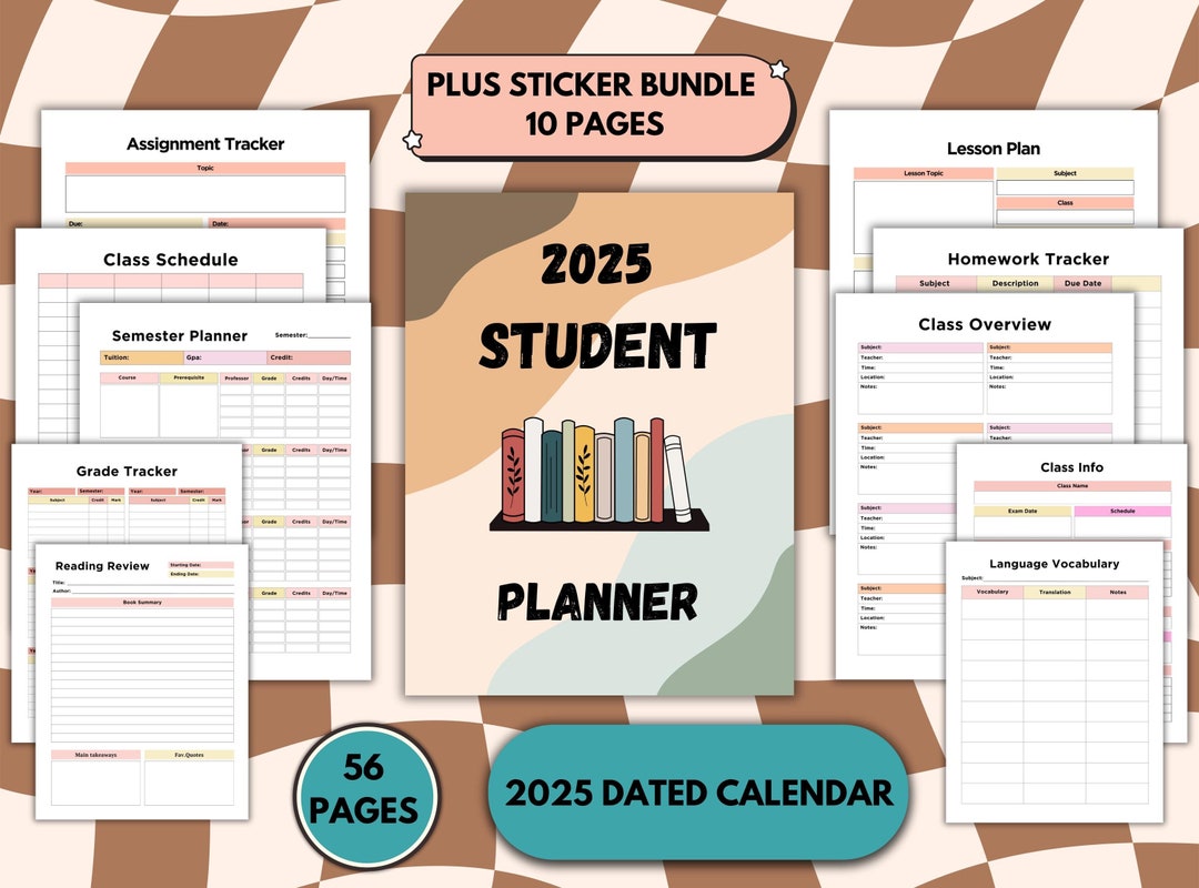 2025 Student Planner, Printable Student Planner, Instant Download PDF ...
