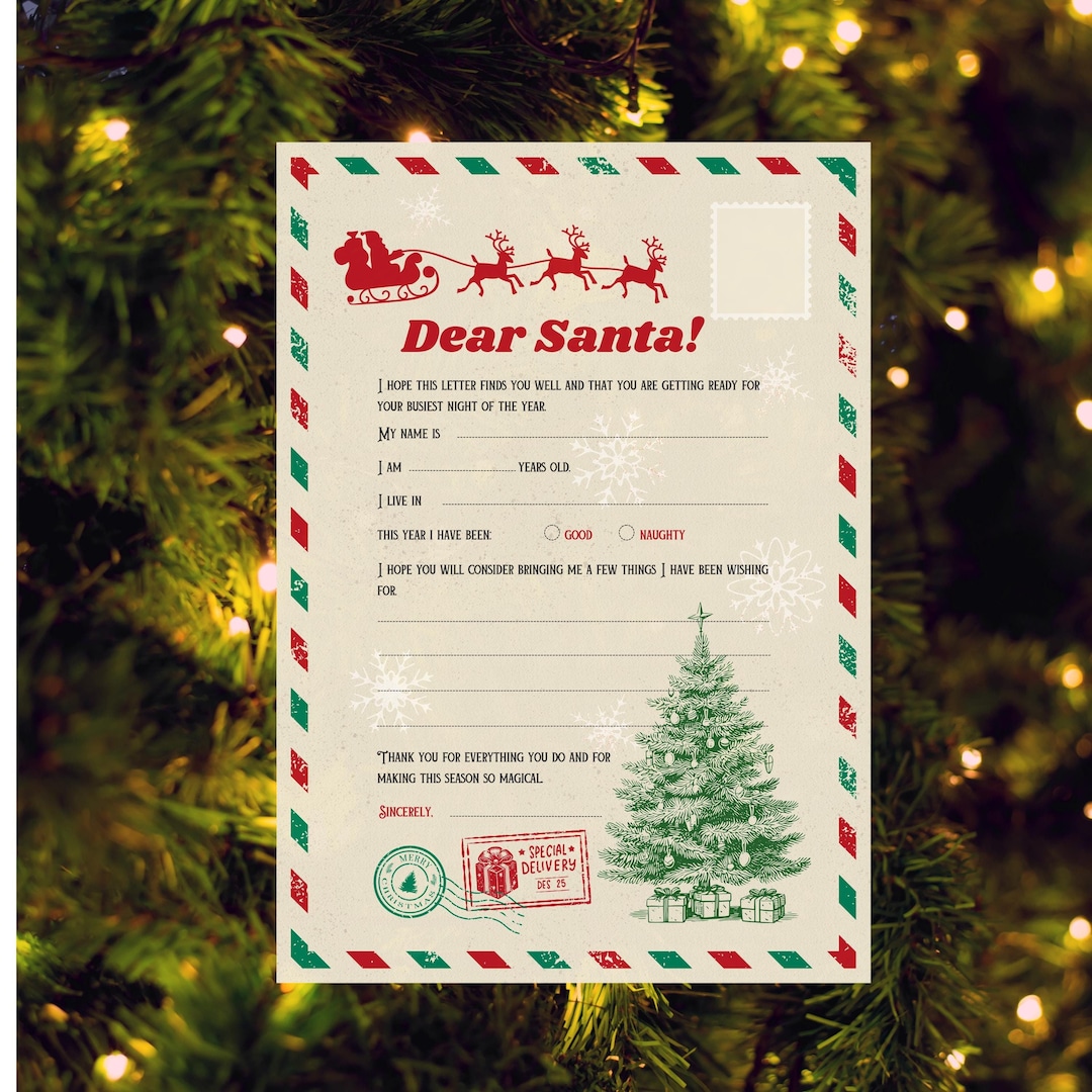 Letter to Santa, Christmas Letter 2024, Printable Santa Letter, Xmas ...