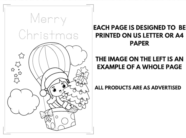 30 Christmas Coloring Pages, Adult and Kids Coloring Book, Christmas ...