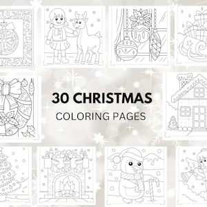 30 Christmas Coloring Pages, Adult and Kids Coloring Book, Christmas ...