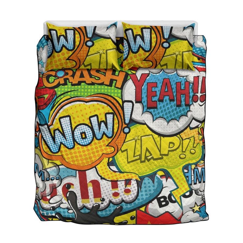 Comic Book Wow Duvet Cover Set With Pillowcases - Fun & Vibrant Bedding ...