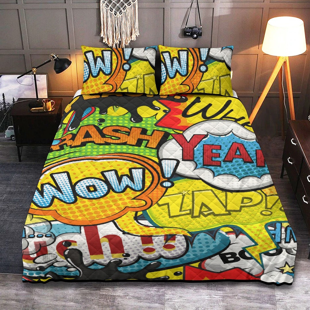 Comic Book Wow Duvet Cover Set With Pillowcases - Fun & Vibrant Bedding ...