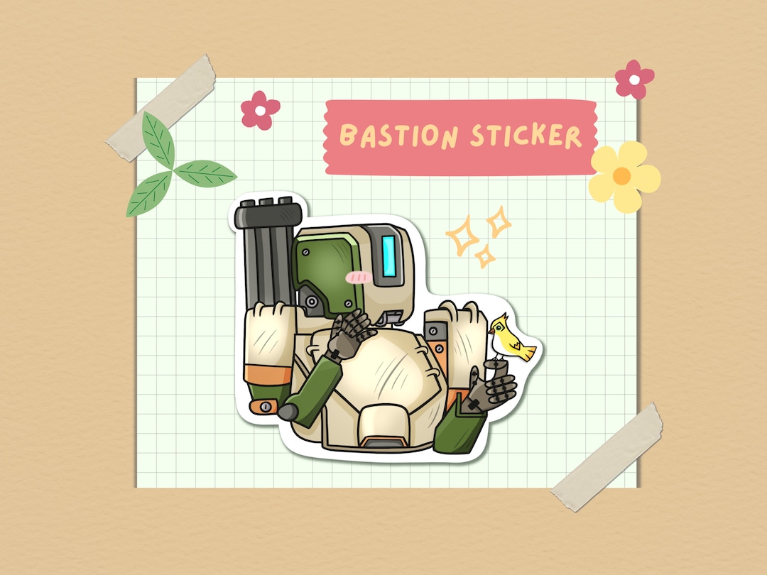 Overwatch Cute Bastion Sticker Vinyl Decal Laptop Bottle Decal Ganymede ...