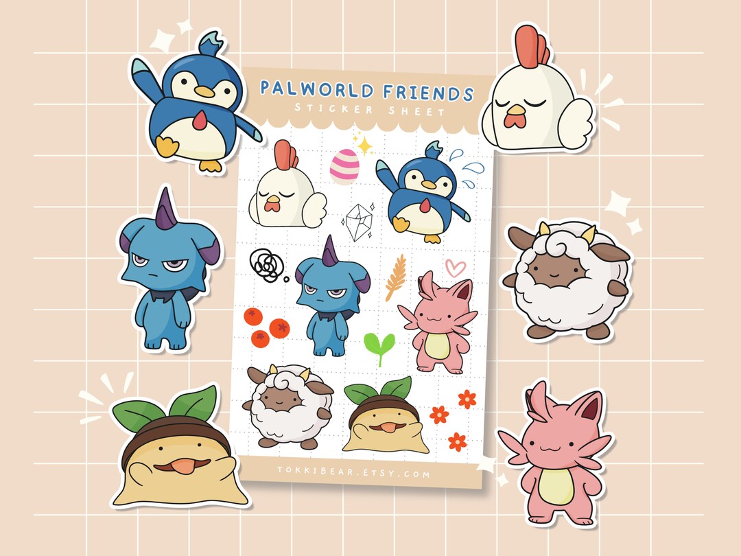 Palworld Friends Sticker Set Sheet Depresso Lamball, Gumoss, Chikipi ...