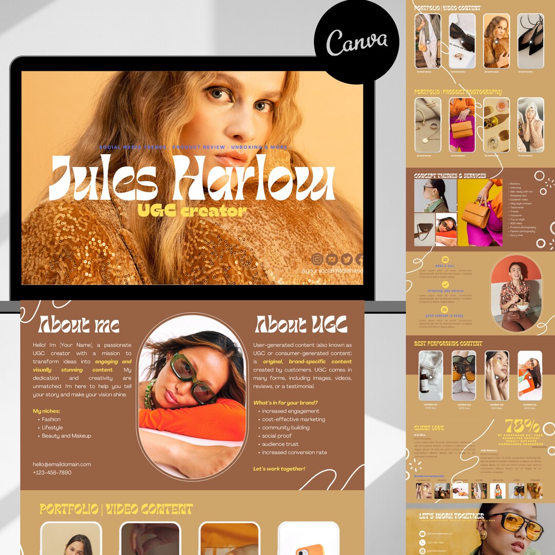 Modern UGC Portfolio Template for Content Creators, Boho UGC Portfolio ...