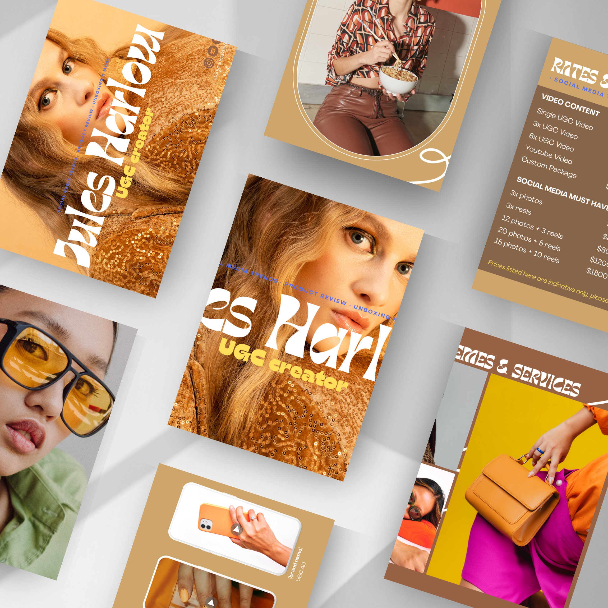 Modern UGC Portfolio Template for Content Creators, Boho UGC Portfolio ...