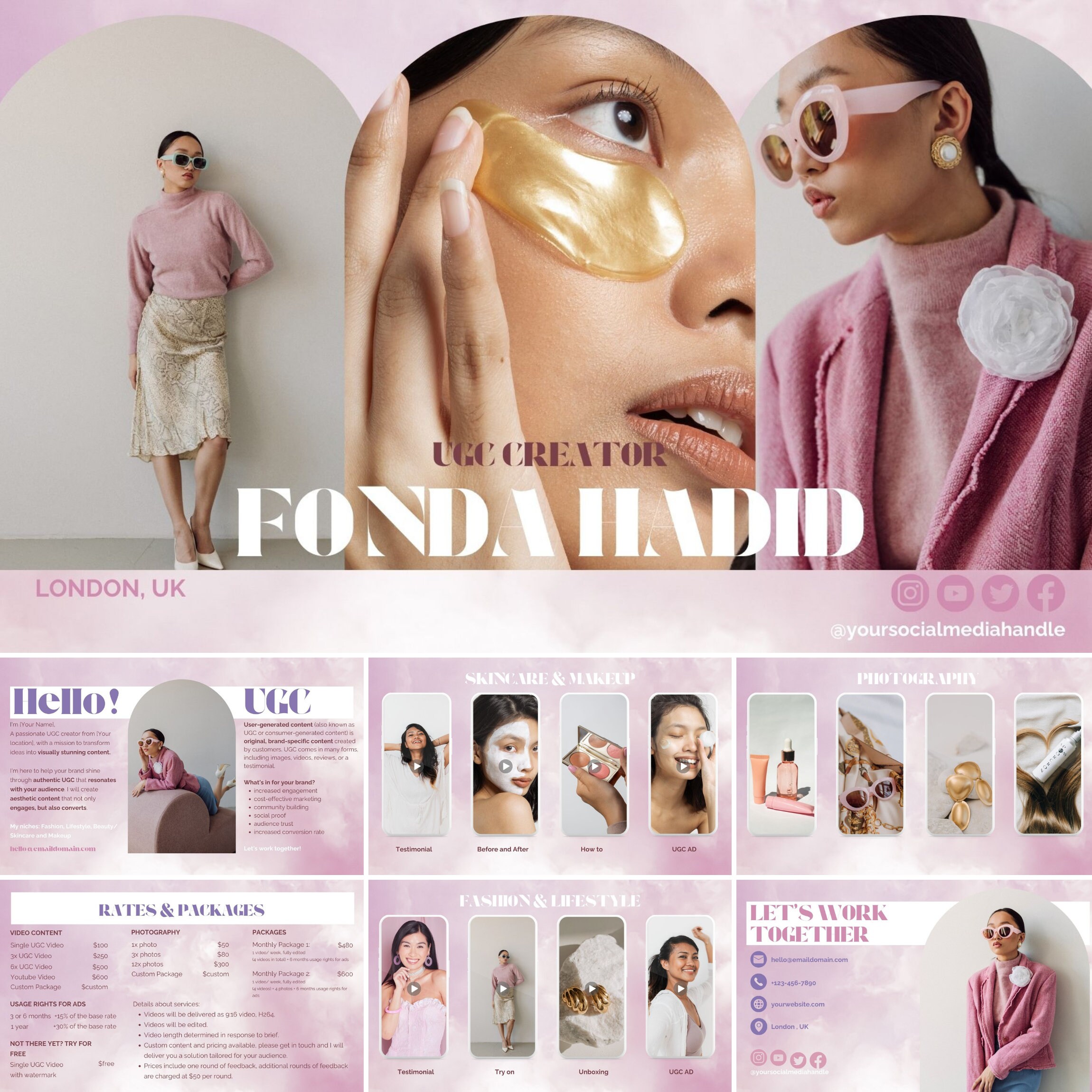 UGC Retro Pink Portfolio Template Made for Ugc Content Creators, Canva ...