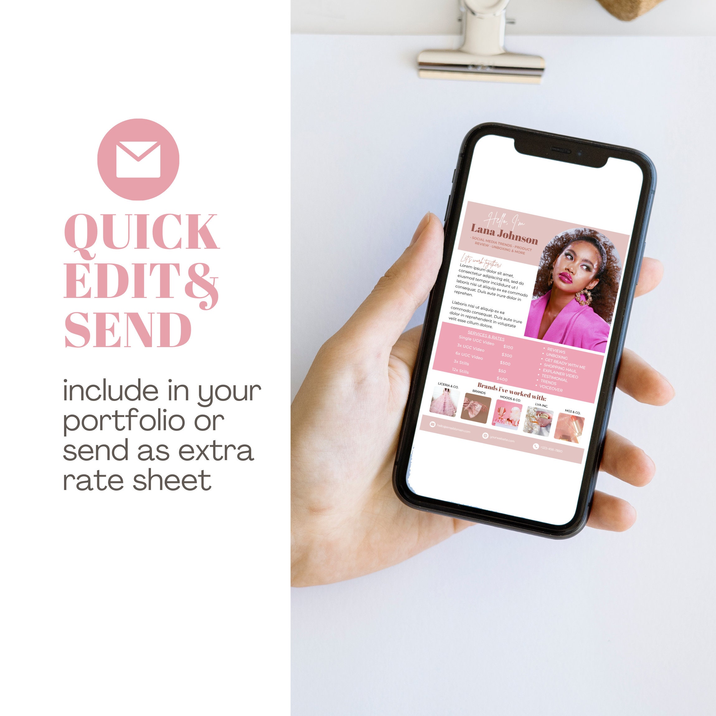 Pretty Pink UGC Rate Card for Content Creators Modern UGC Media Kit UGC ...