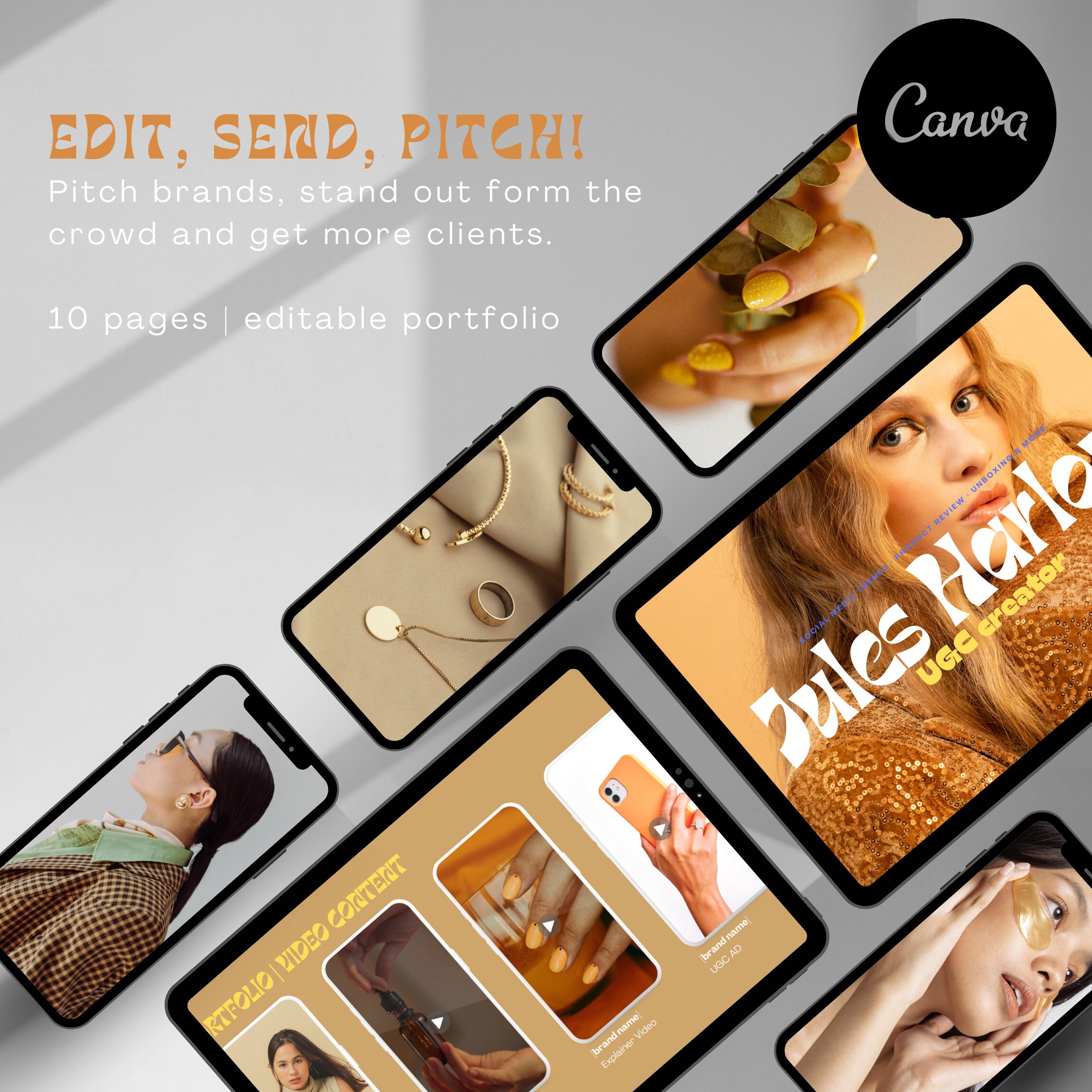 Modern UGC Portfolio Template for Content Creators, Boho UGC Portfolio ...