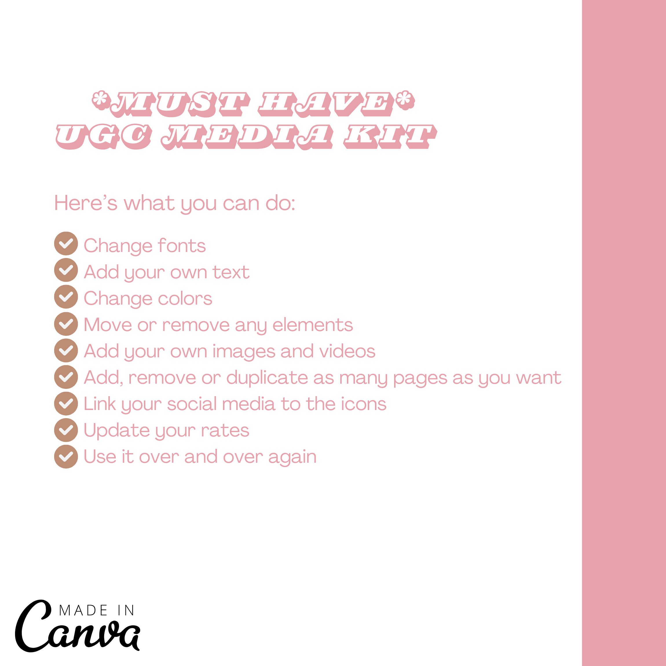 Pretty Pink UGC Rate Card for Content Creators Modern UGC Media Kit UGC ...