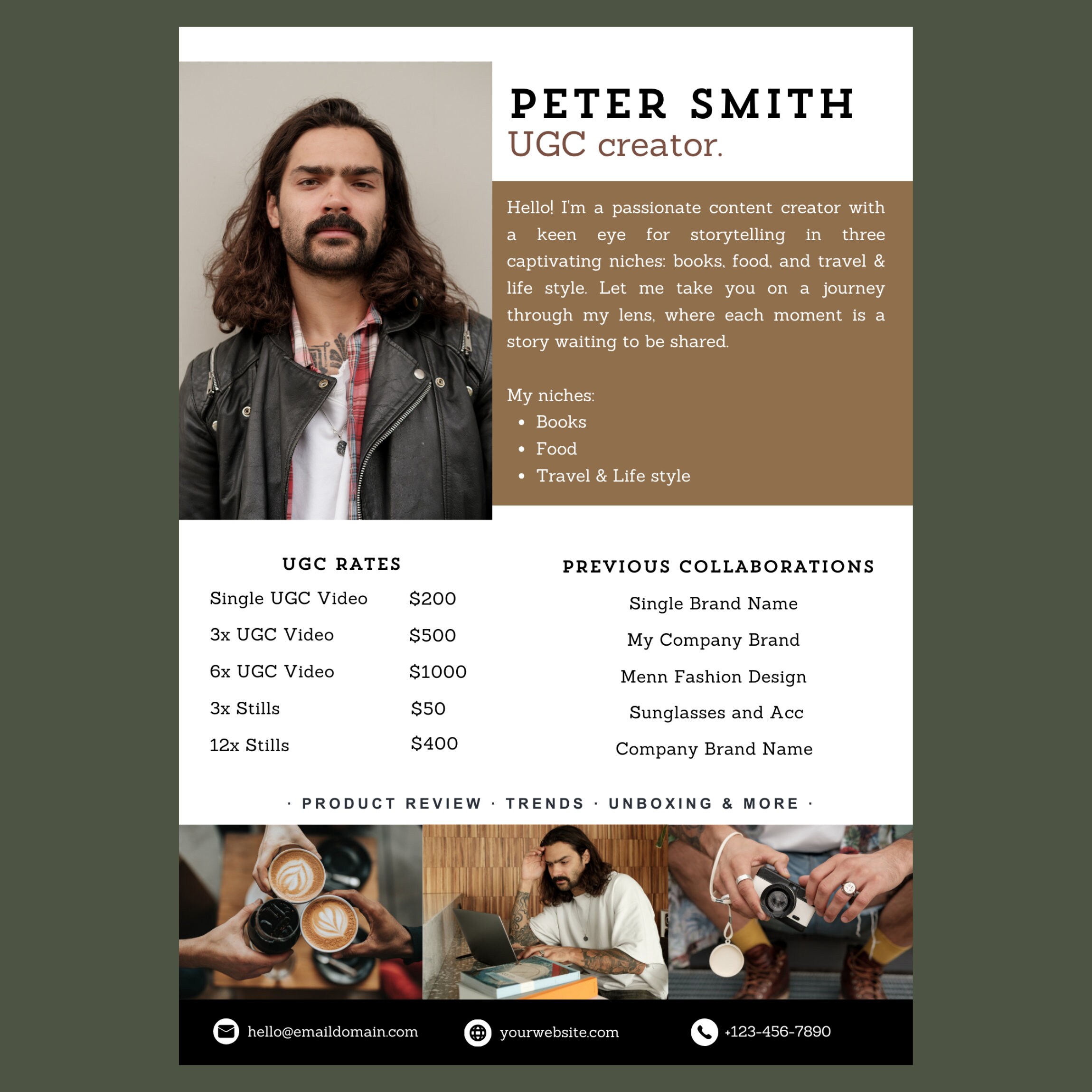 UGC Rate Card for Men Minimal UGC Canva Template Men UGC Media Kit Rate ...