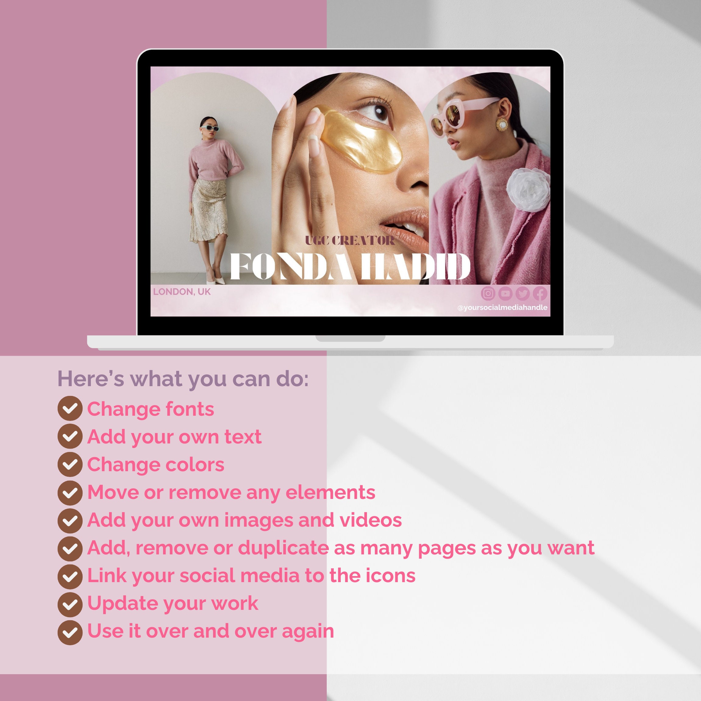UGC Retro Pink Portfolio Template Made for Ugc Content Creators, Canva ...