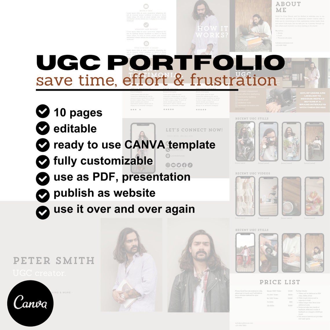 Man UGC Portfolio UGC Template UGC Media Kit Minimal Ugc Portfolio ...