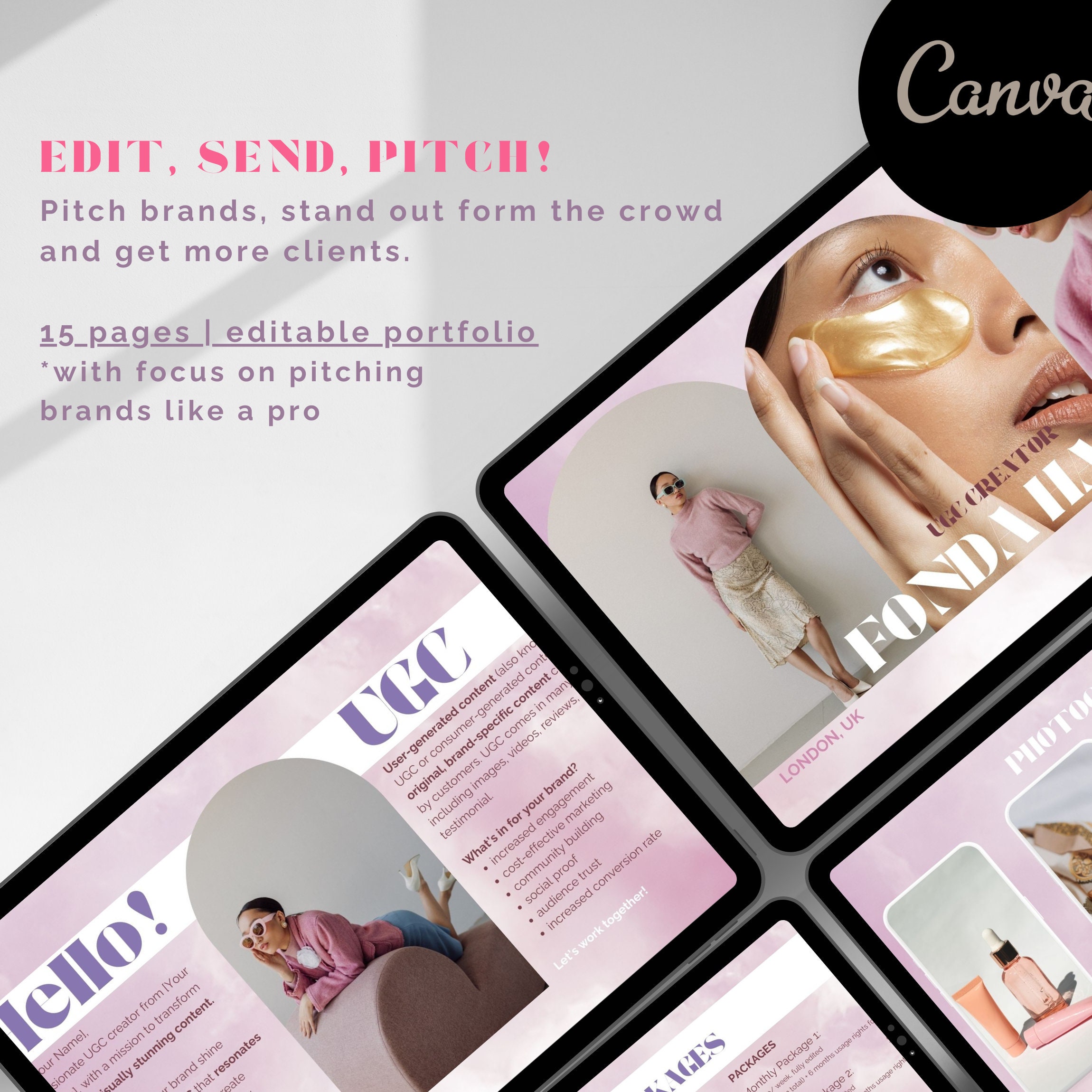 UGC Retro Pink Portfolio Template Made for Ugc Content Creators, Canva ...