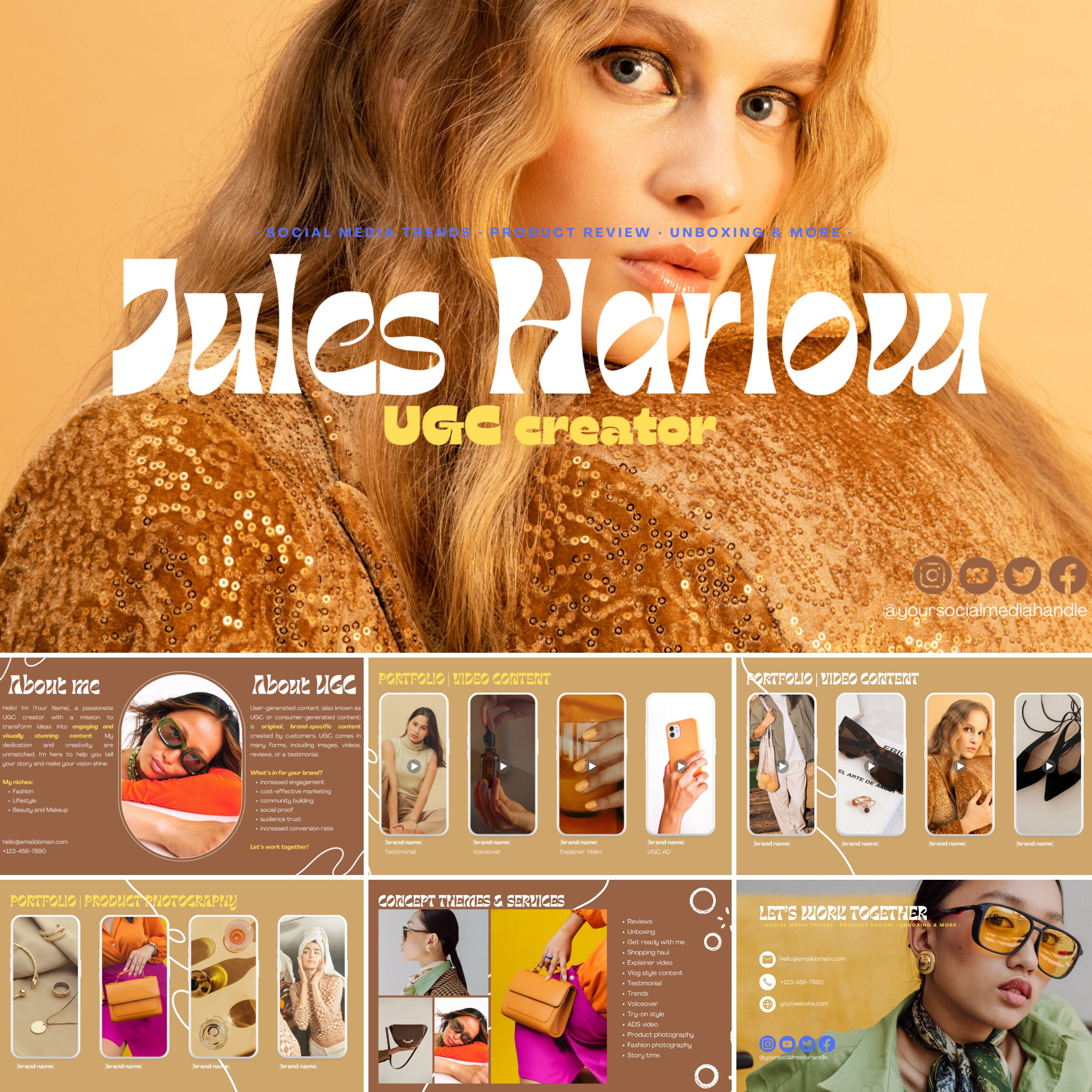 Modern UGC Portfolio Template for Content Creators, Boho UGC Portfolio ...