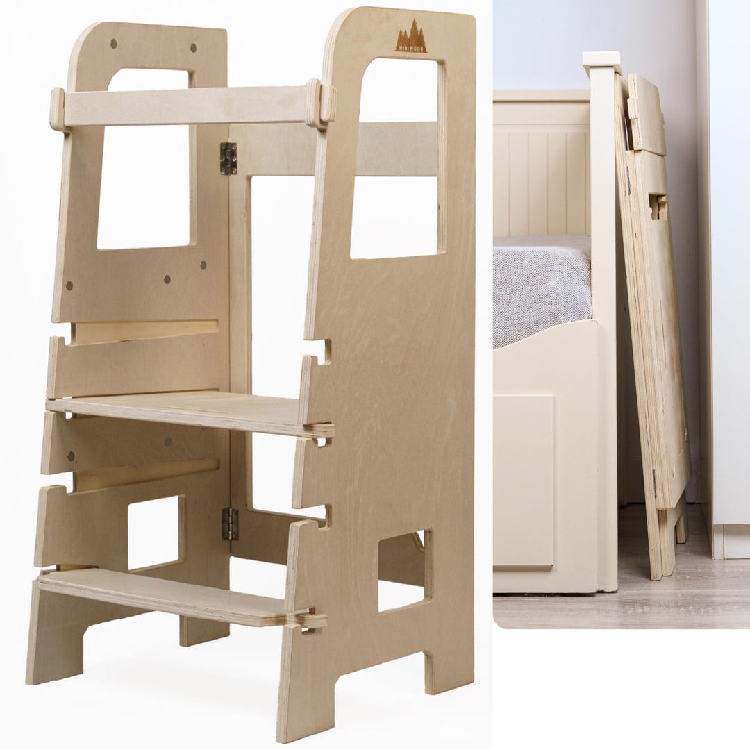 Natural Wood Foldable Learning Tower, Fully Evolutionary - Etsy