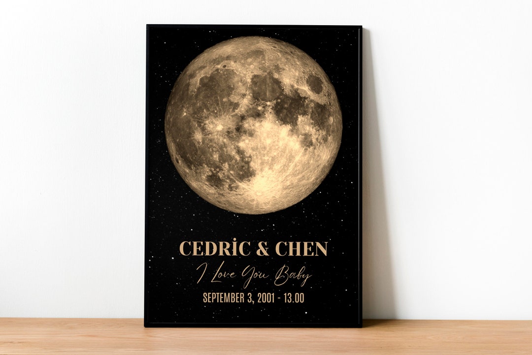Personalised Gift, Custom Moon Print BLACK, Personalized Moon Phase ...