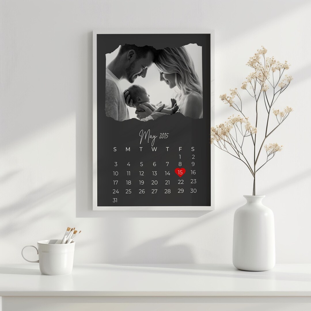 Personalised Couple Calendar Poster - Custom Couple Print, Anniversary ...