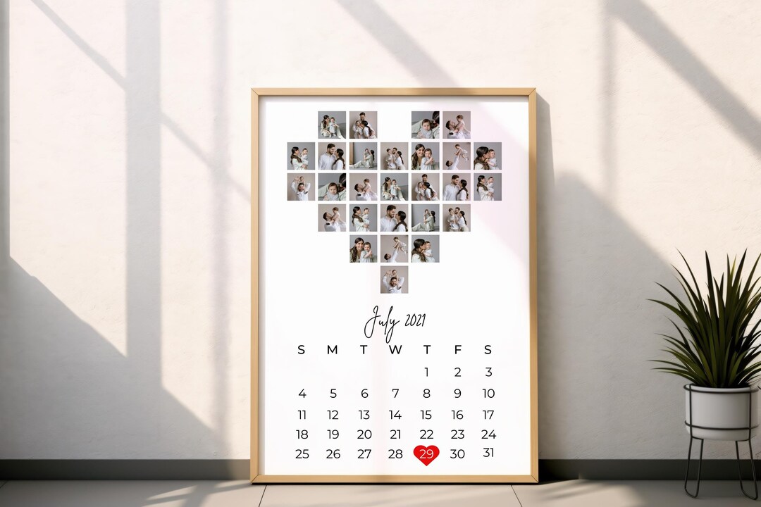 Personalised Couple Calendar Poster - Custom Couple Print, Anniversary ...