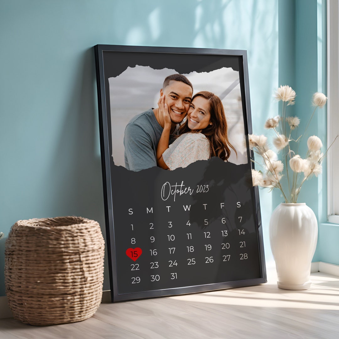 Personalised Couple Calendar Poster - Custom Couple Print, Anniversary ...
