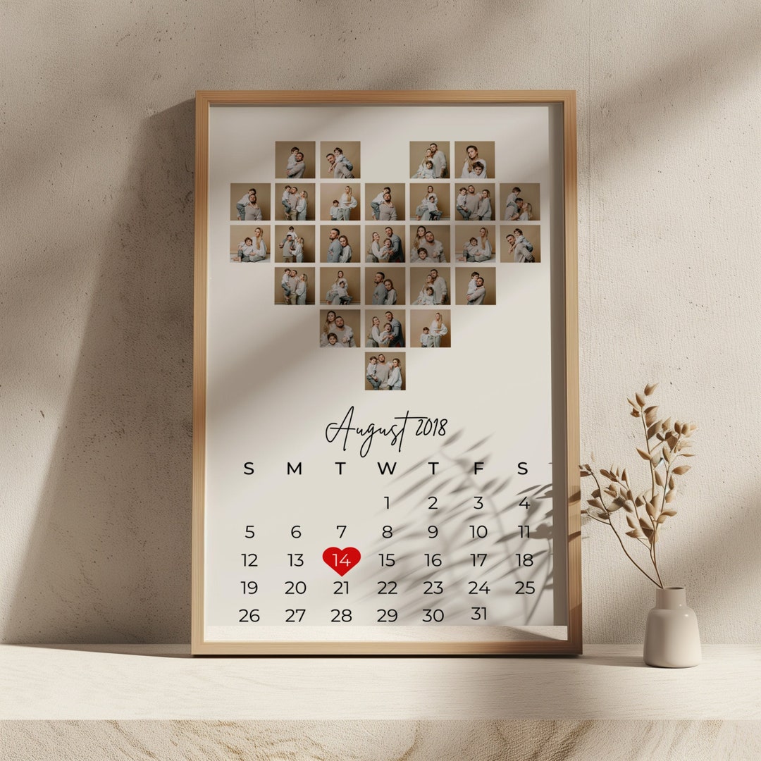 Personalised Couple Calendar Poster - Custom Couple Print, Anniversary ...