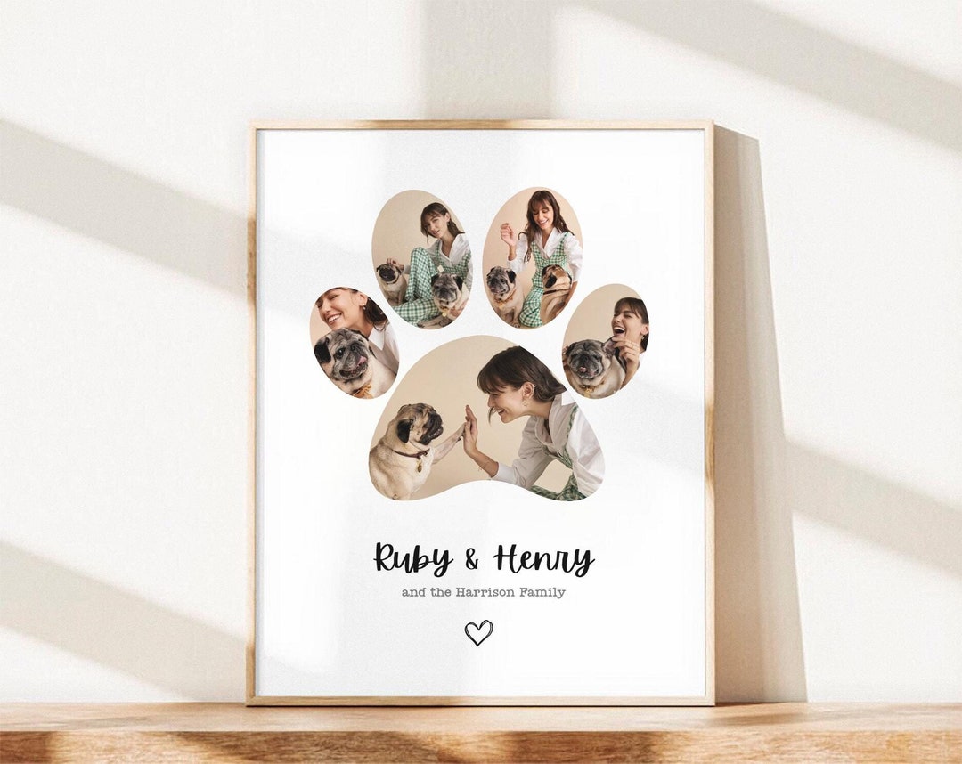 Personalized Dog Paw Photo Collage Print, Pet Memorial (digital ...