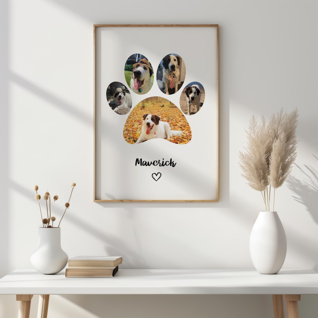 Personalized Dog Paw Photo Collage Print, Pet Memorial (digital ...