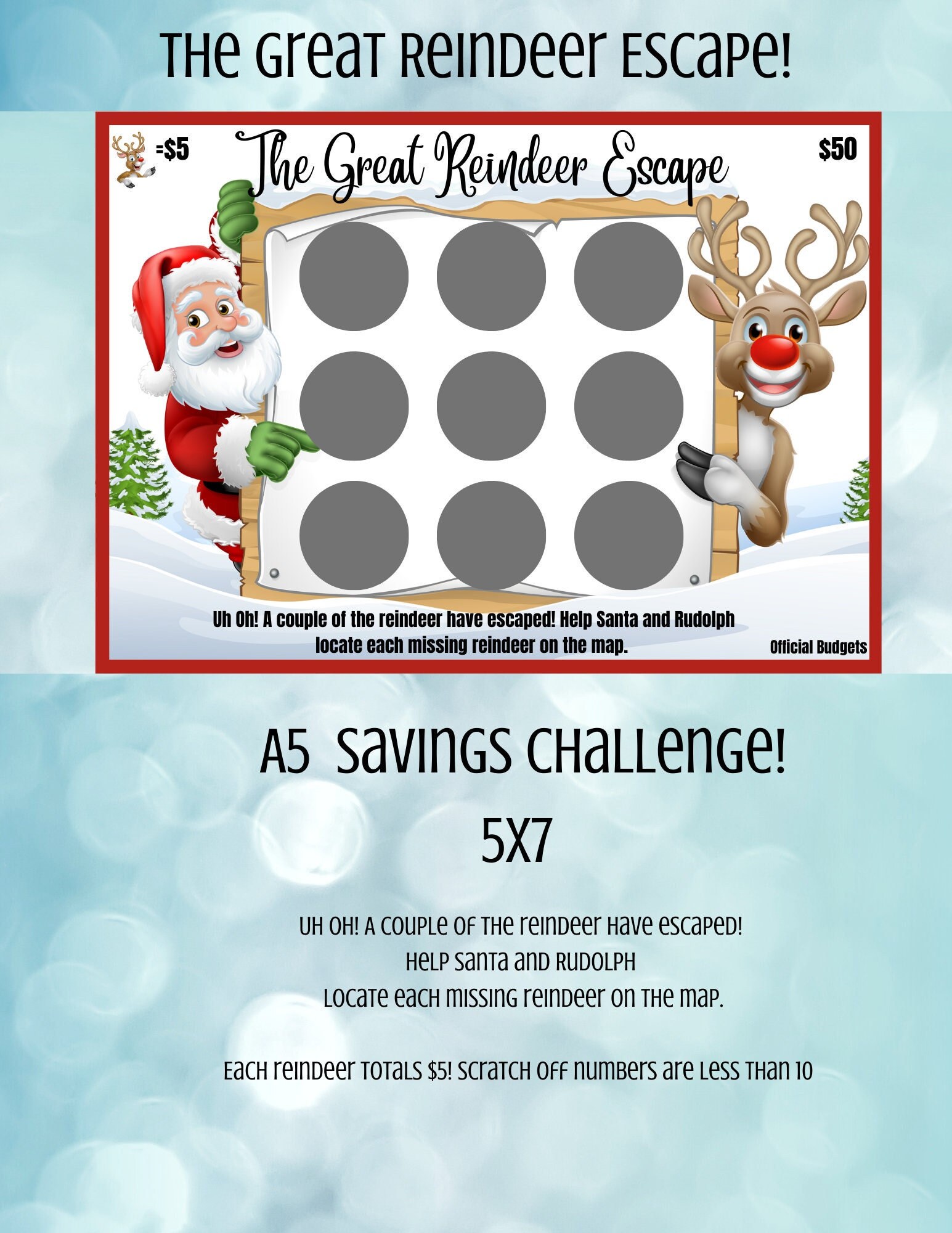 The Great Reindeer Escape 50 Savings Challenge - Etsy