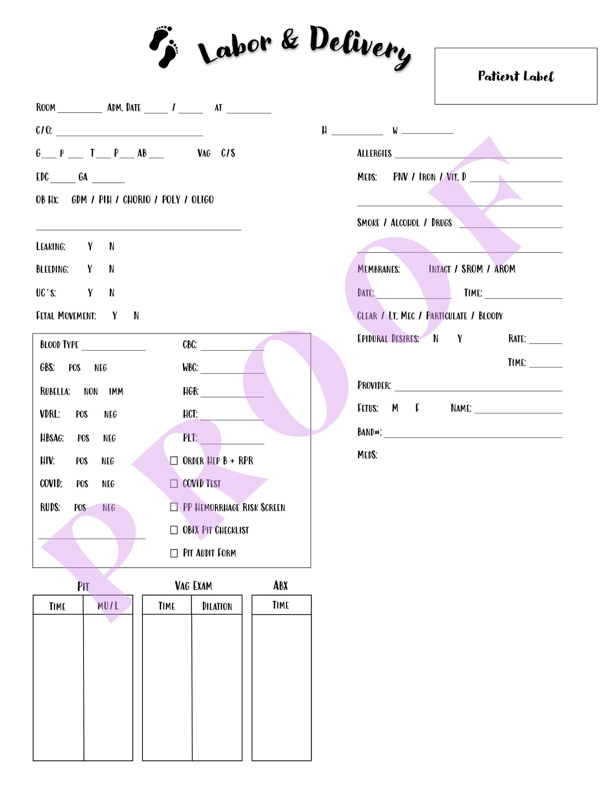 Labor & Delivery Report Sheet, SBAR, L and D, Labor, RN Report Sheet ...