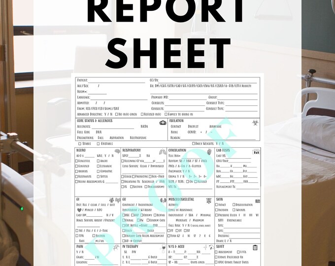 Medsurg/tele Report Sheet, SBAR, Medsurg, Telemetry, RN Report Sheet ...