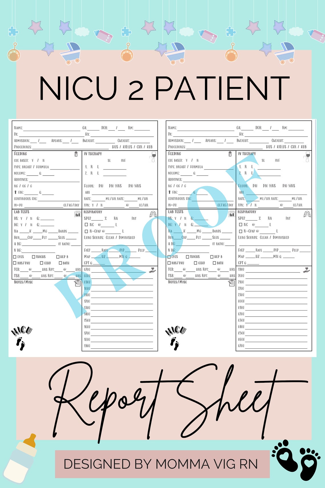 Nicu 2 Patient Report Sheet, NICU Sbar, Nicu Report Sheet , RN Report ...