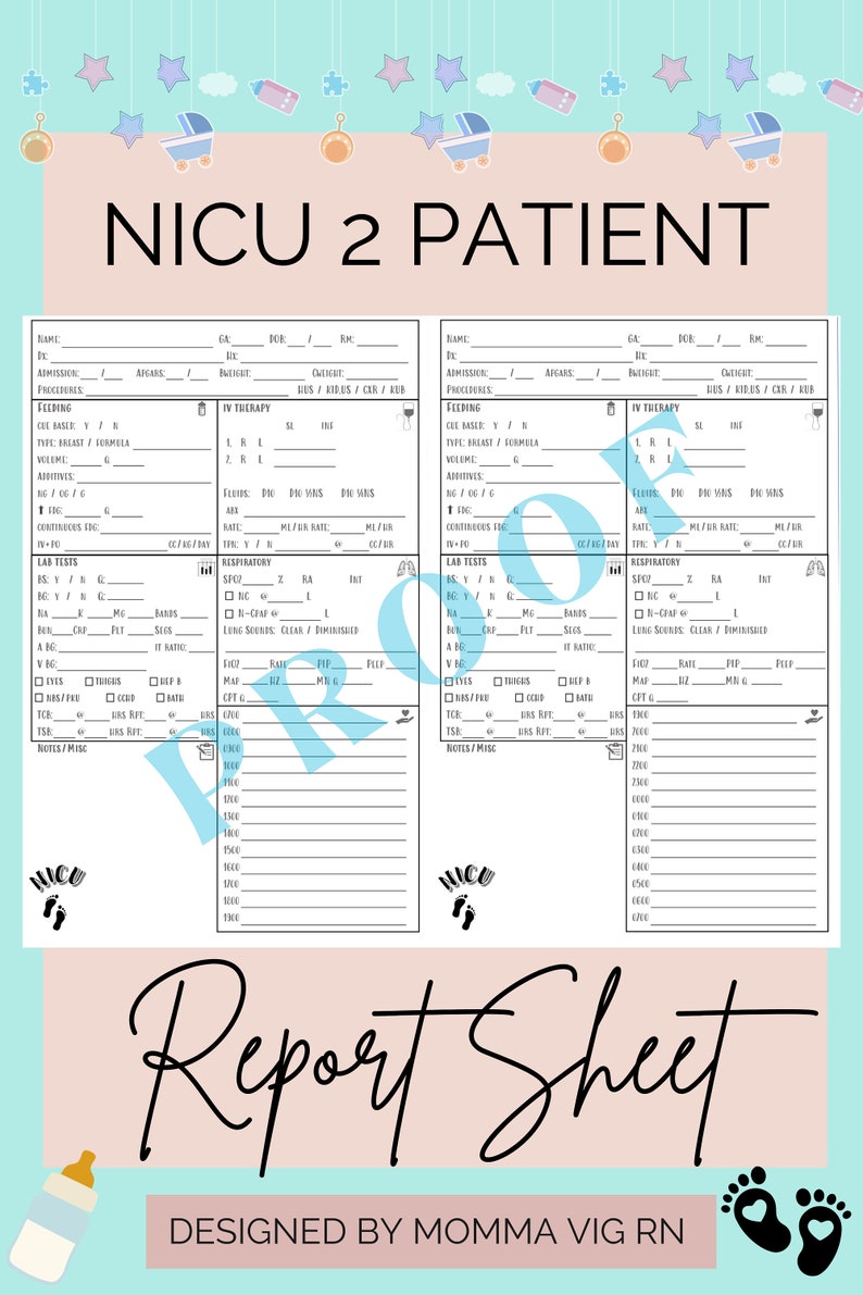 Nicu 2 Patient Report Sheet, NICU Sbar, Nicu Report Sheet , RN Report ...