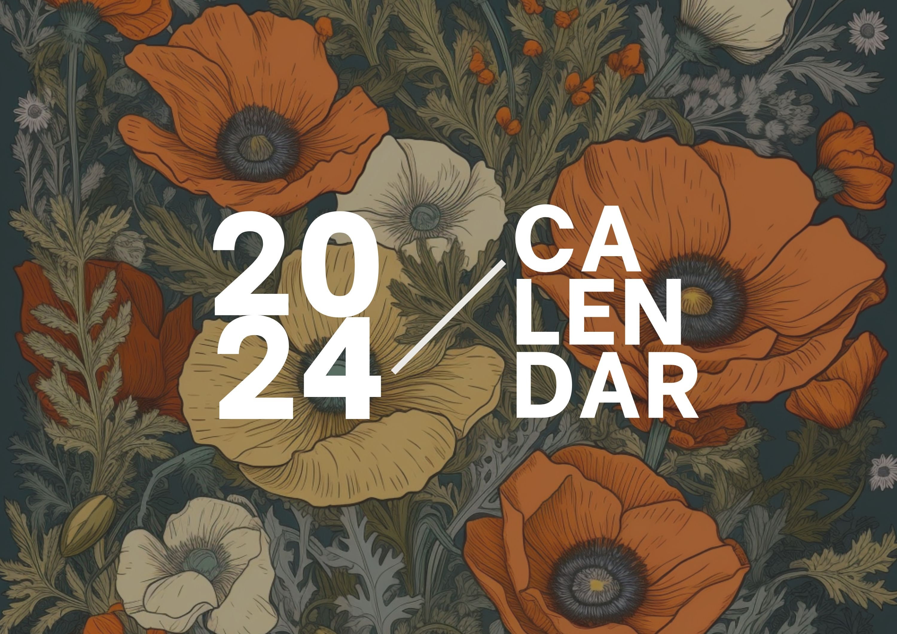 Printable Calendar 2024 Modern Cool Artsy Monthly Floral Flower A4 ...