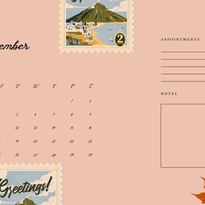 Printable Calendar 2024 Colorful Retro Vibes Textured Illustrated ...