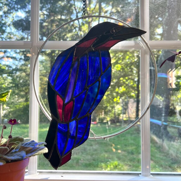 Stained Glass Raven - Etsy