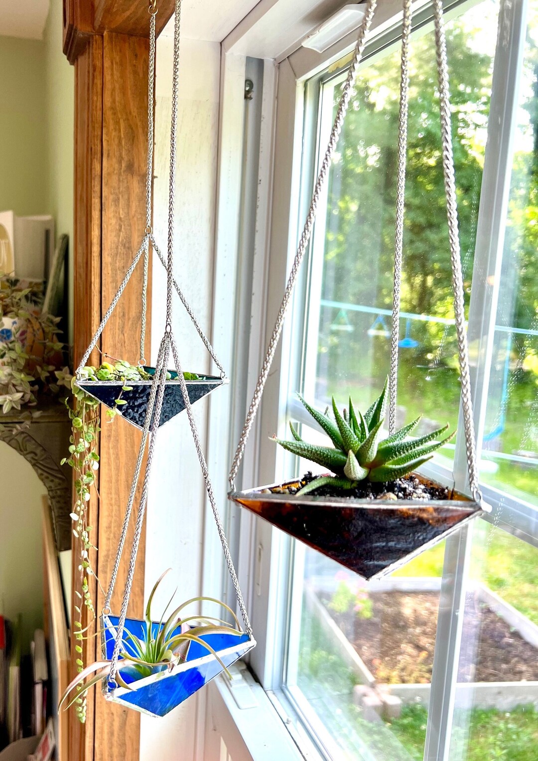 Stained Glass Hanging Planter - Etsy