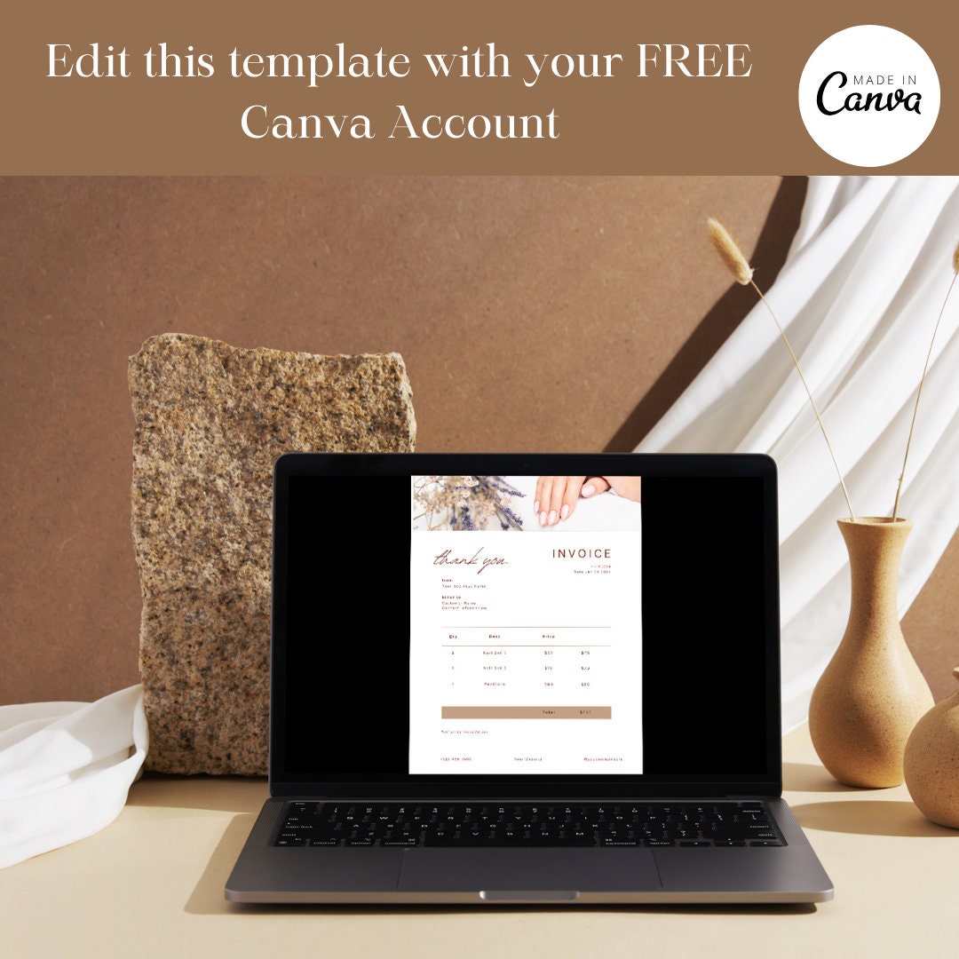 Nail Tech Digital Invoice Template, Canva Editable Invoice for Nail ...