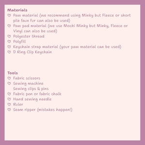 Mini Paw Keychain PDF Pattern Tutorial Sewing - Etsy