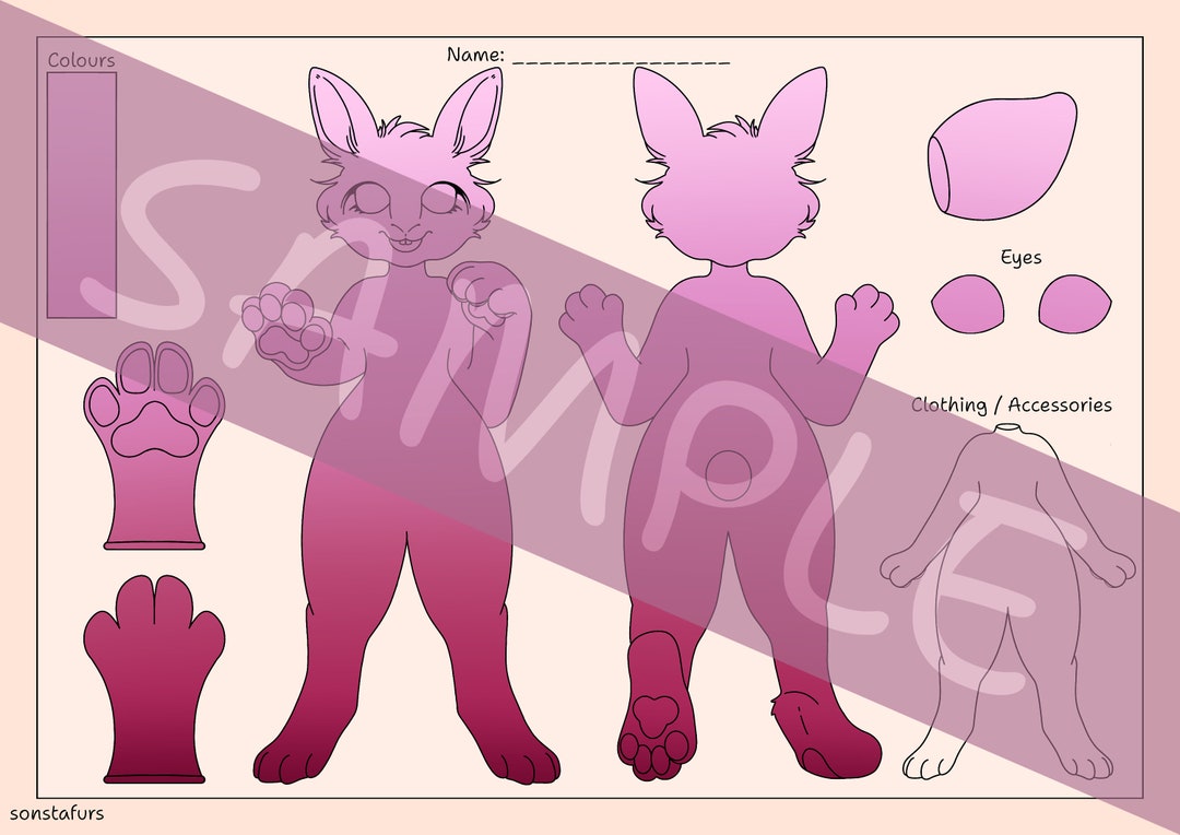 Bunny Rabbit Fursona Refrence Sheet Digital Download PDF - Etsy
