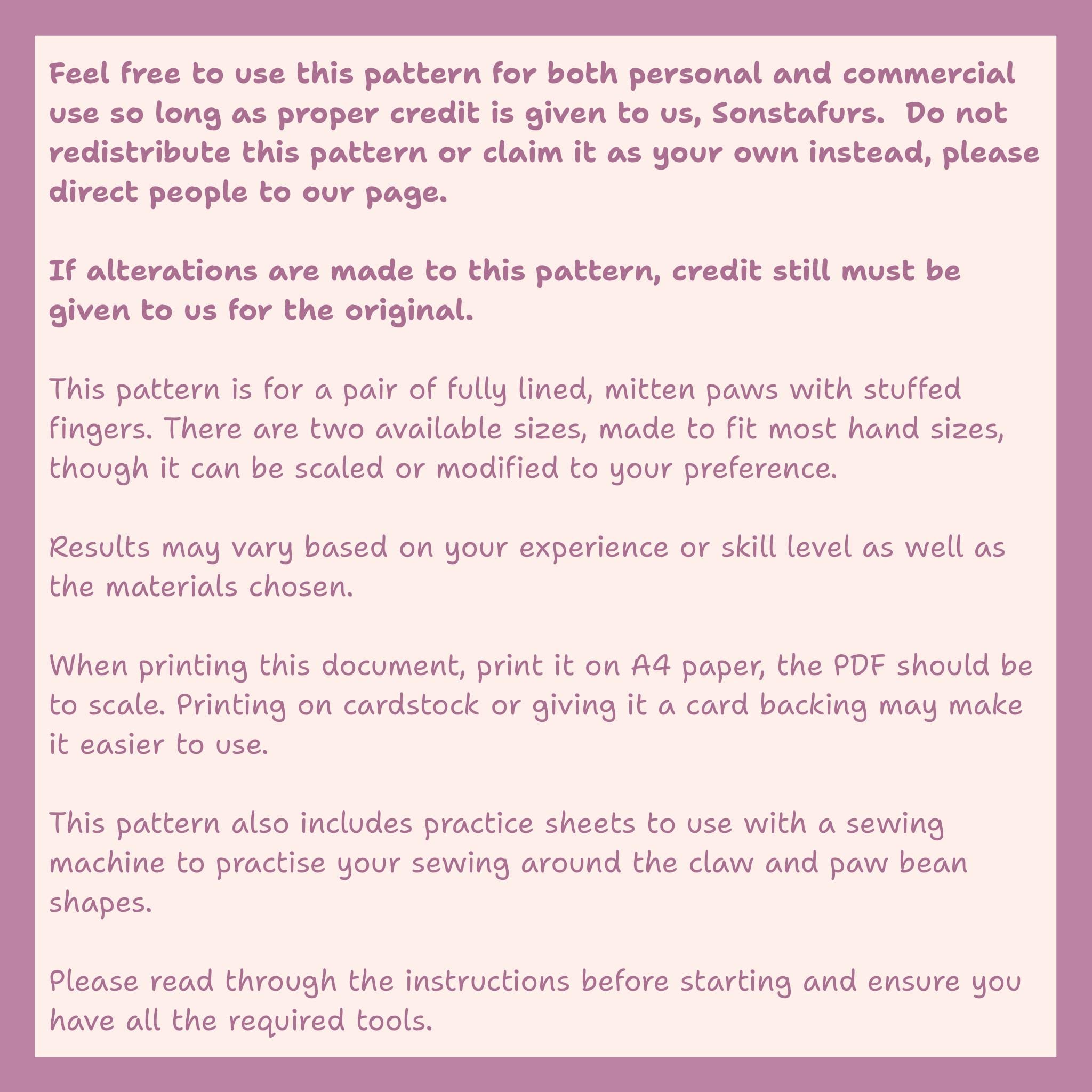 Fursuit Mitten Paws Pattern: Furry Paws Tutorial (PDF Download) - Etsy