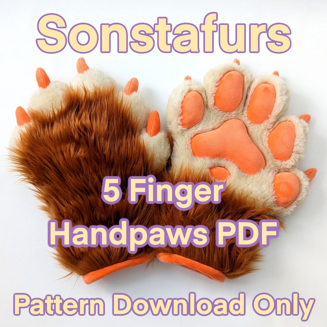 PDF Pattern Download Fursuit 5 Finger Puffy Handpaws, Furry Paws ...