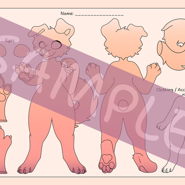 Wolf Ref Sheet Base - Etsy