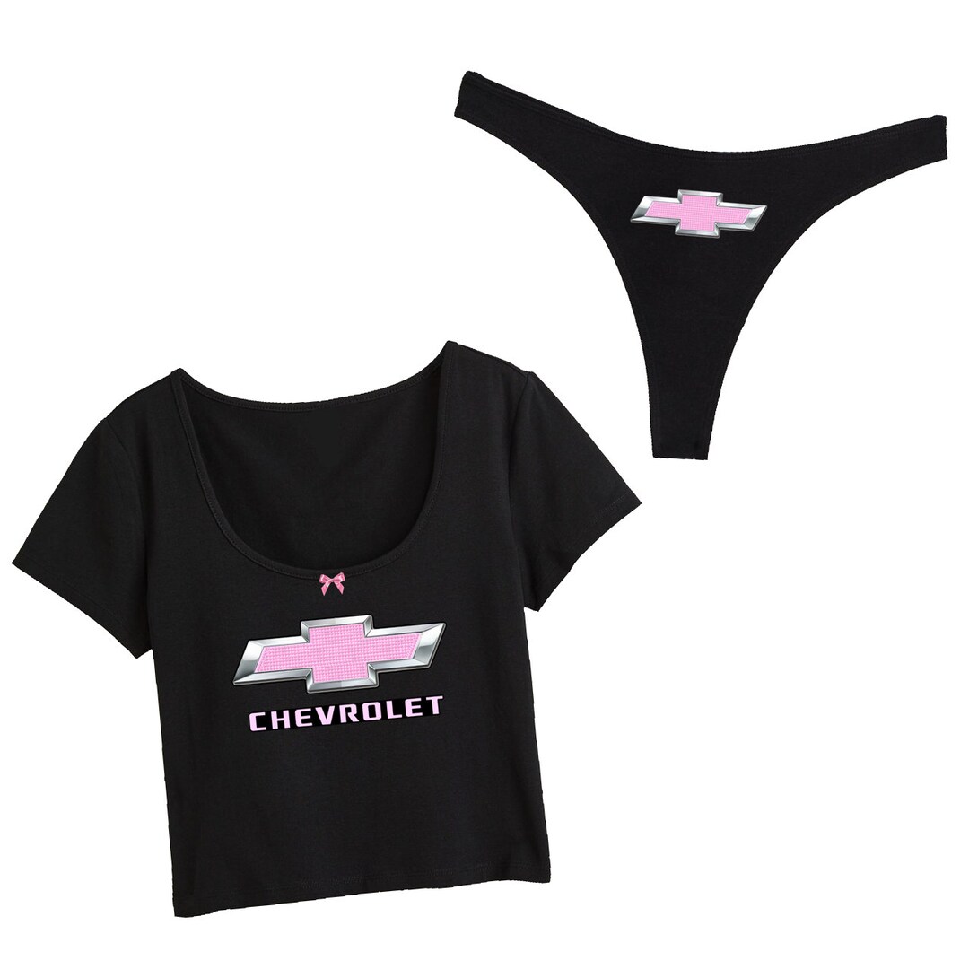 Chevy Cropped Top Thong Set Y2k Coquette Trendy Graphic Crop Tshirt ...