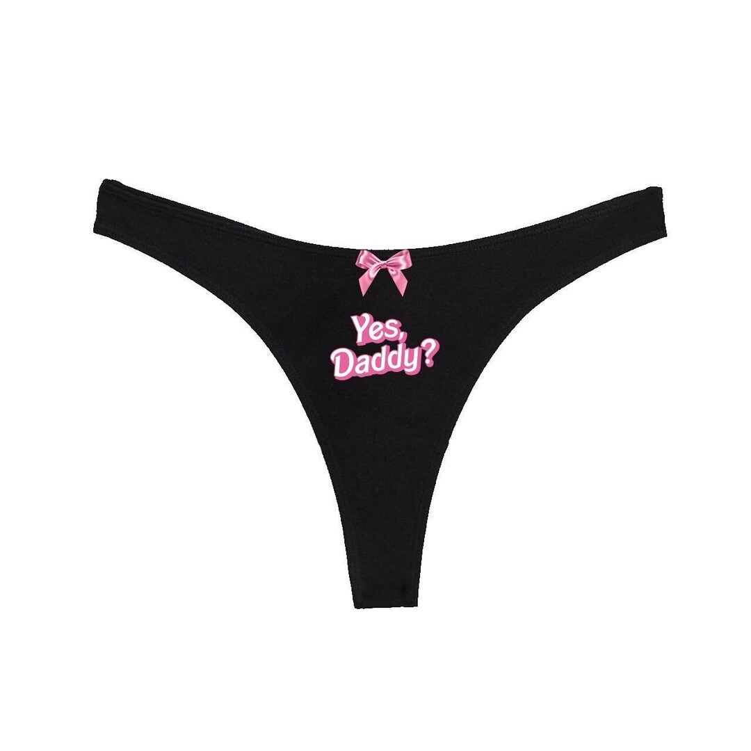 Yes Daddy Thong With Bow Black Or White Y2k Coquette Trendy Graphic