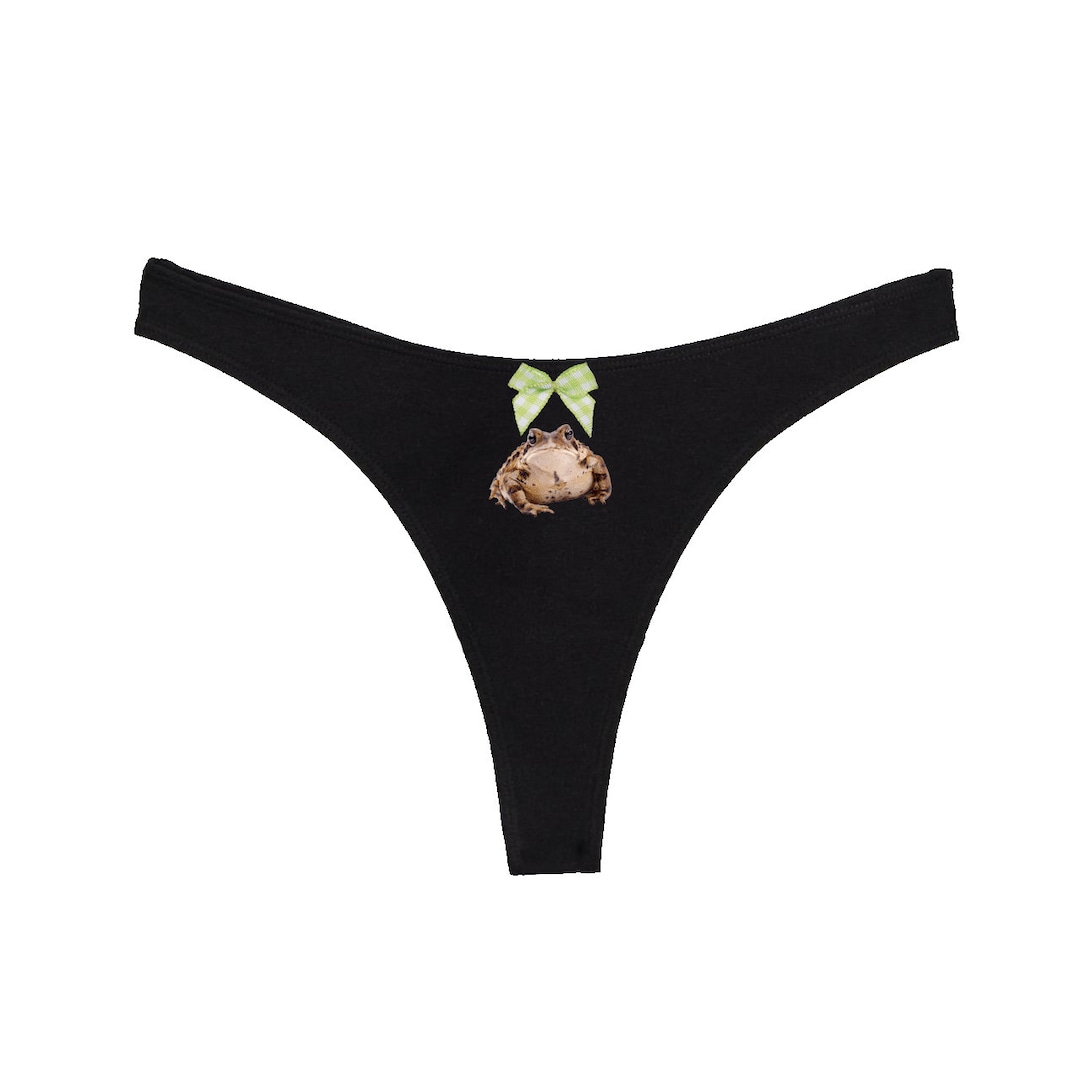 Grumpy Toad Thong With Bow Y2k Coquette Trendy Graphic Underwear - Etsy