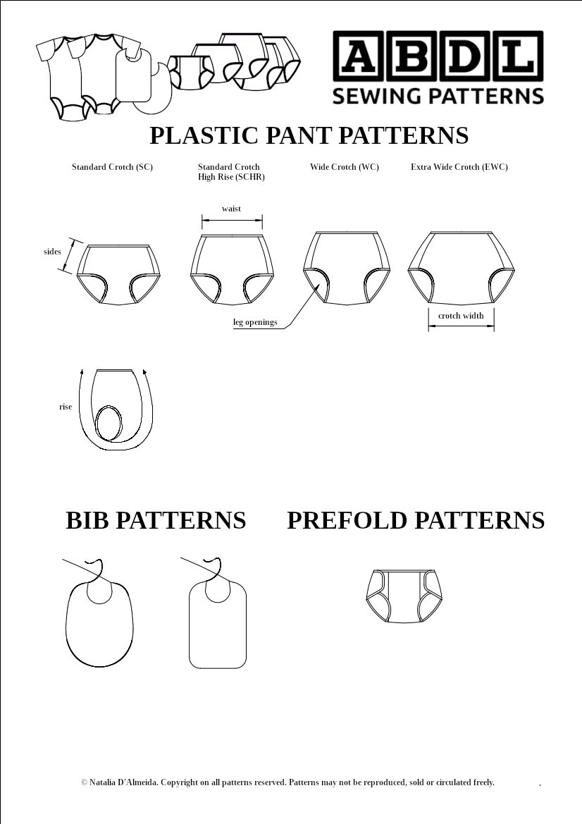 WC3M ABDL Sewing Pattern Pack Size Medium,wide Crotchwc: Adult Onesie ...